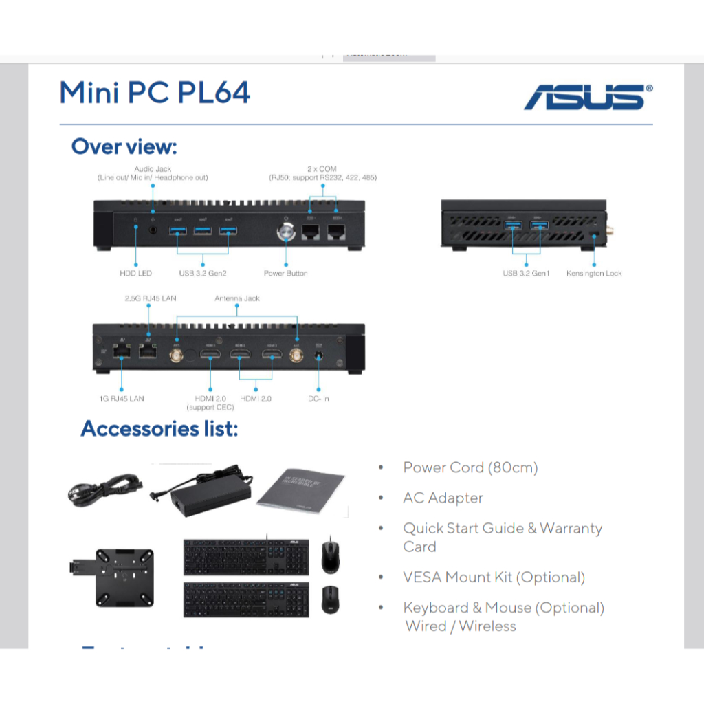 Jual Industrial Mini PC Asus PL64 i5 1255 Fullset dan complete set ...