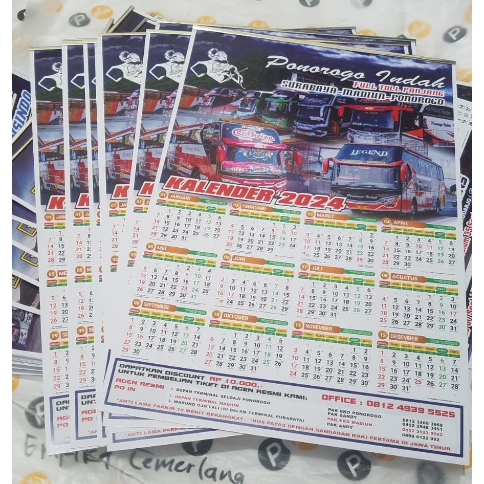 Jual PRE ORDER KALENDER UKURAN 32x48 KLEP SENG 1 LEMBAR 12 BULAN AP260 ...