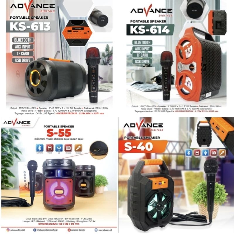 Jual Speaker Bluetooth Advance Karaoke KS 613/KS 614/S 55 Dan S 40 V2 | Shopee Indonesia