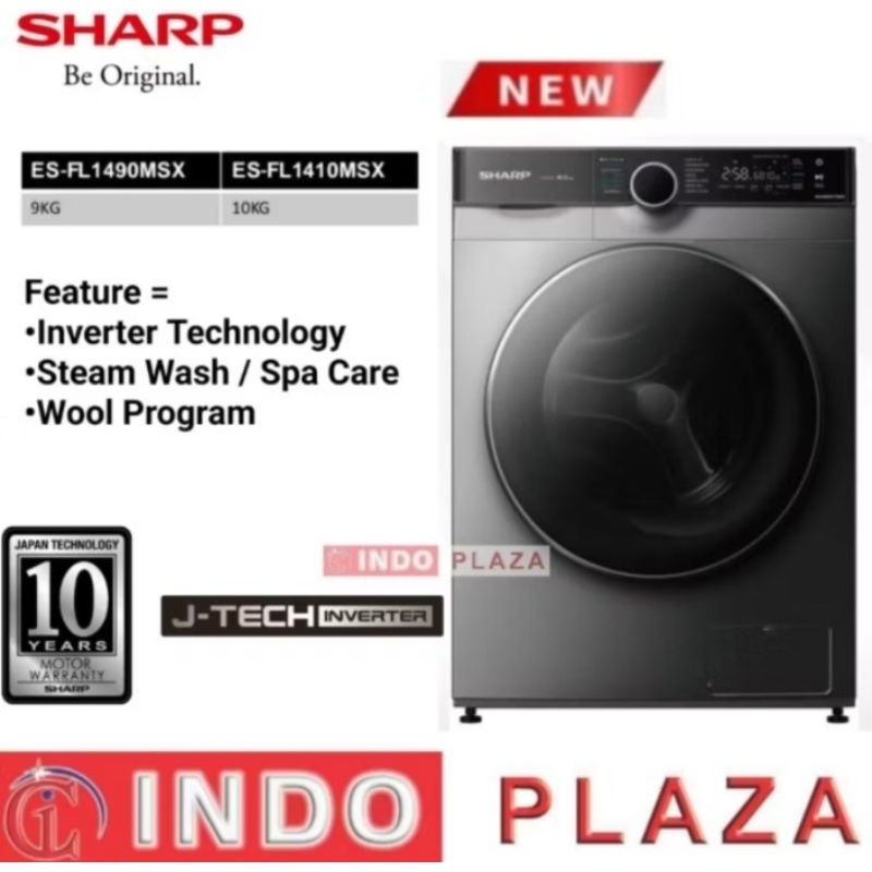 Jual MESIN CUCI SHARP FRONT LOADING JTECH INVERTER 9 KG ES-FL1490MSX ...