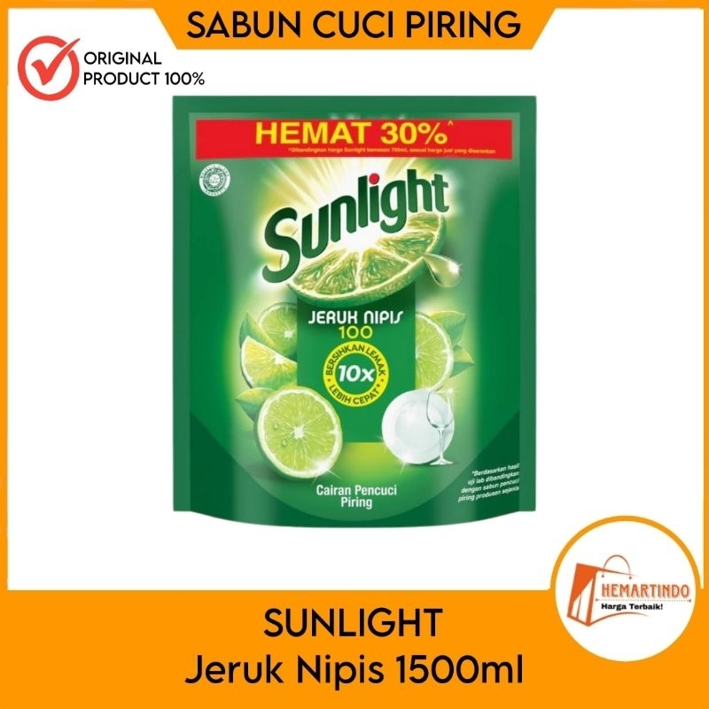 Jual Sunlight Sabun Cuci Piring Cair Refill Jeruk Nipis 1.5 L | Shopee Indonesia
