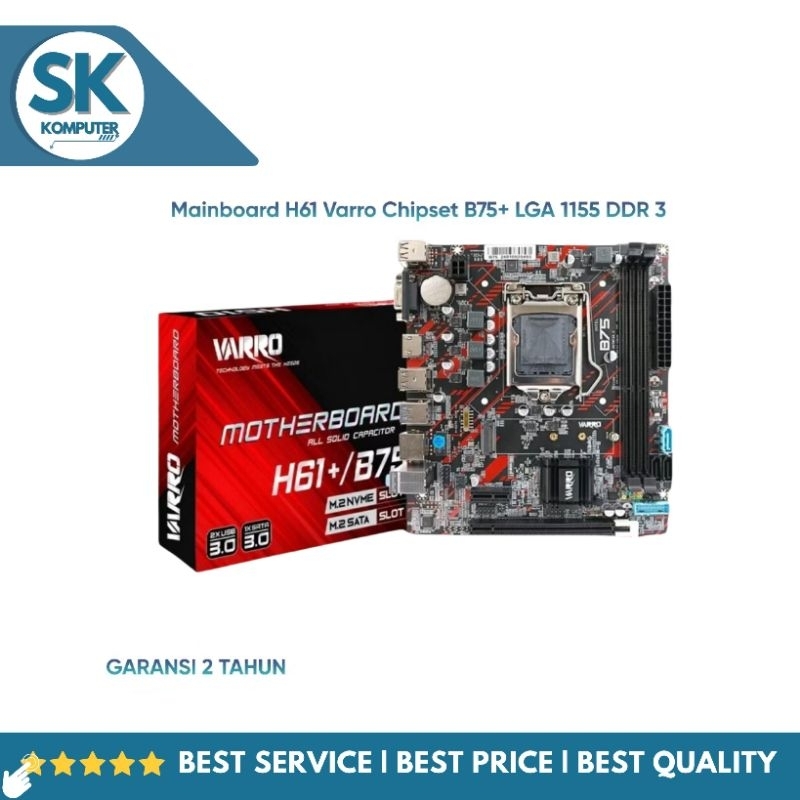 Jual Motherboard Gaming - Mainboard H61 Lga 1155 Varro H61 Plus Chipset B75 Usb 3.0 Support M.2 ...