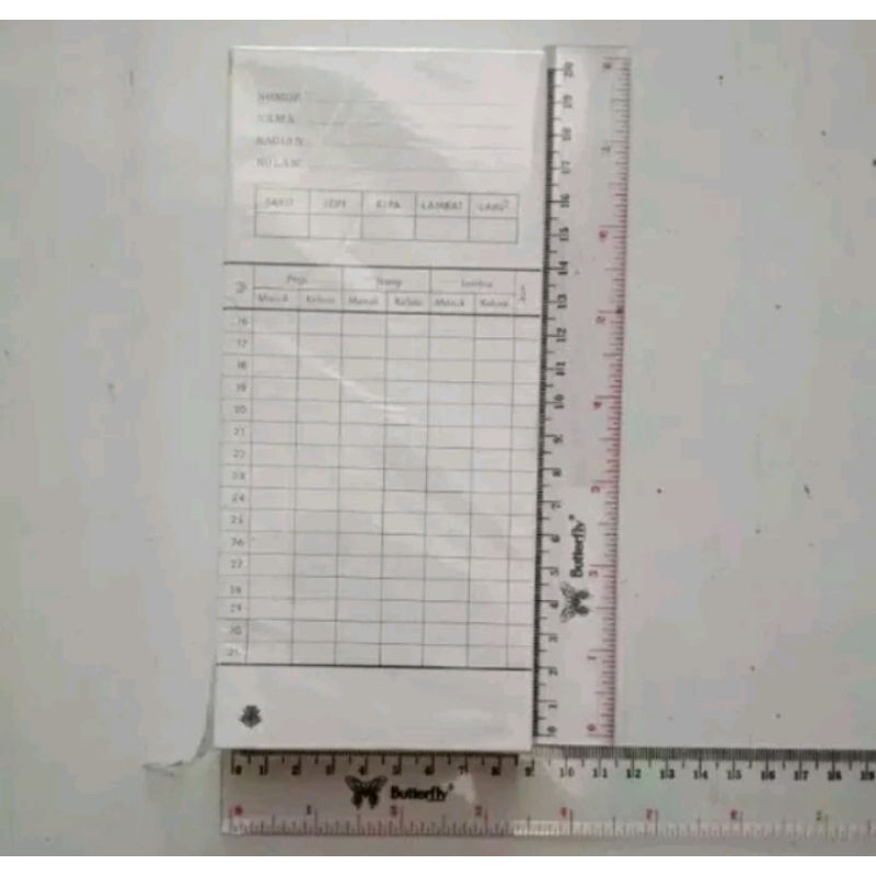 Jual KARTU ABSEN MANUAL / KARTU KERTAS ABSENSI CEKLOK 1PAK / ISI 100 ...