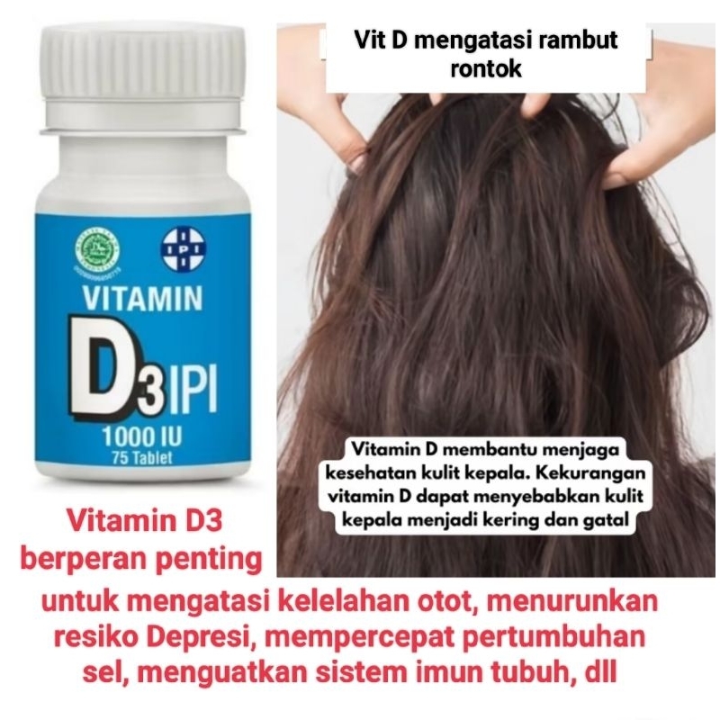 Jual Vitamin D3 IPI 100iu untuk rambut rontok, kesehatan tulang dan ...