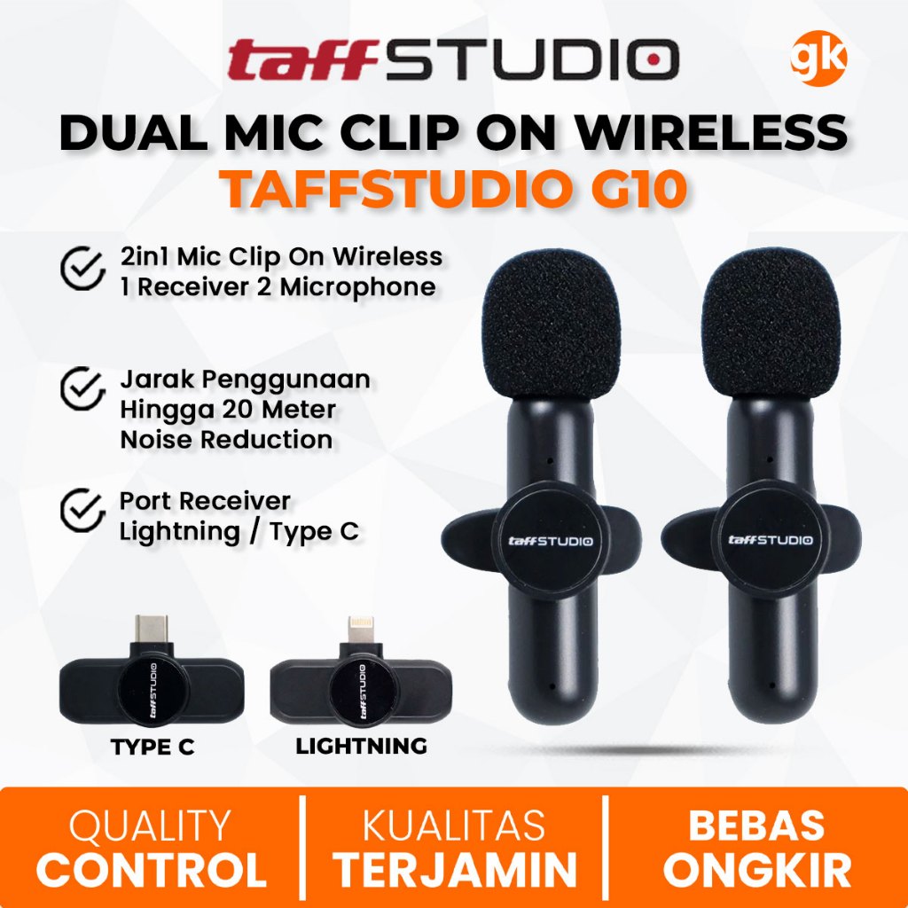 Jual TAFFSTUDIO G10 Mic Clip On Wireless Lavalier Dual Double ...