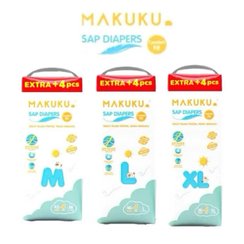 Jual MAKUKU SAP Diapers Comfort FIT PANTS Jumbo Pack M42 L40 XL38 Popok ...