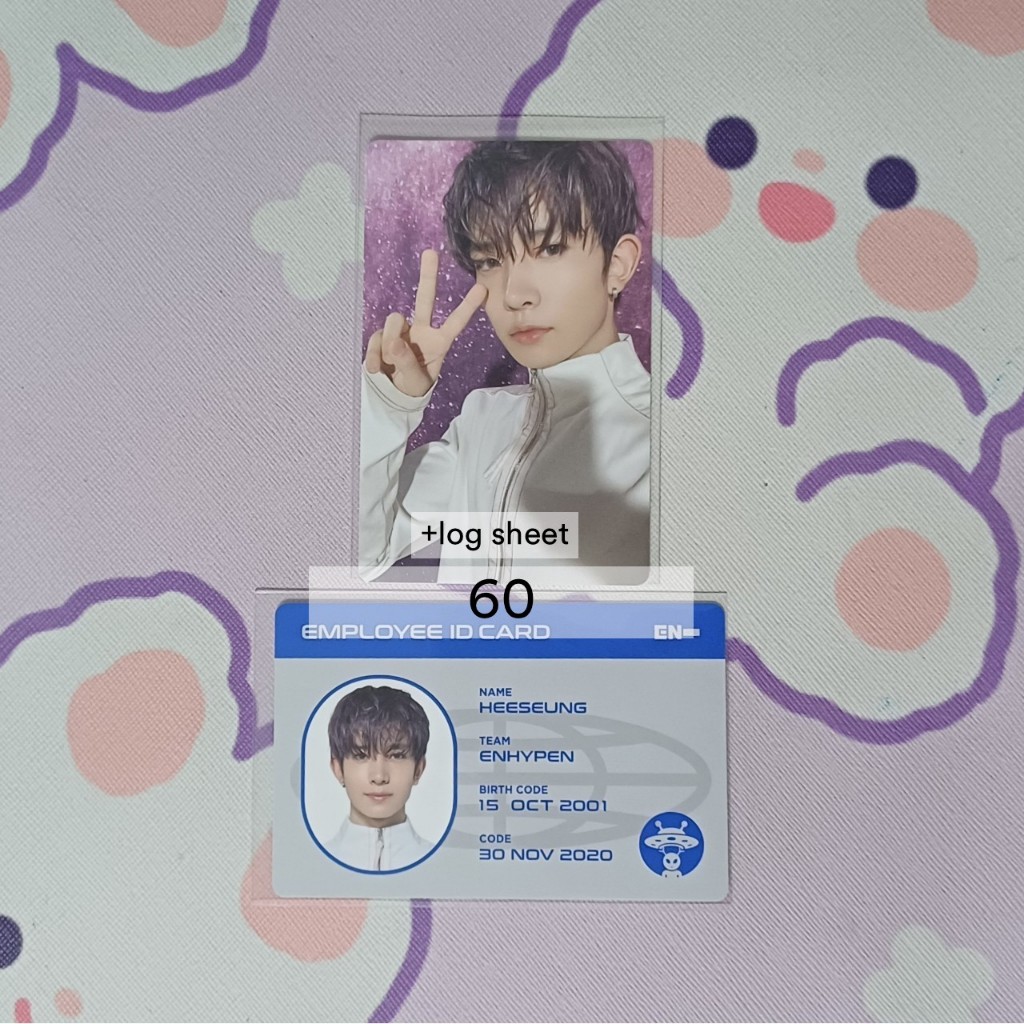 Jual ENHYPEN GGU GGU PACKAGE 2024 HEESEUNG PC EMPLOYEE ID LOG SHEET POLAROID | Shopee Indonesia