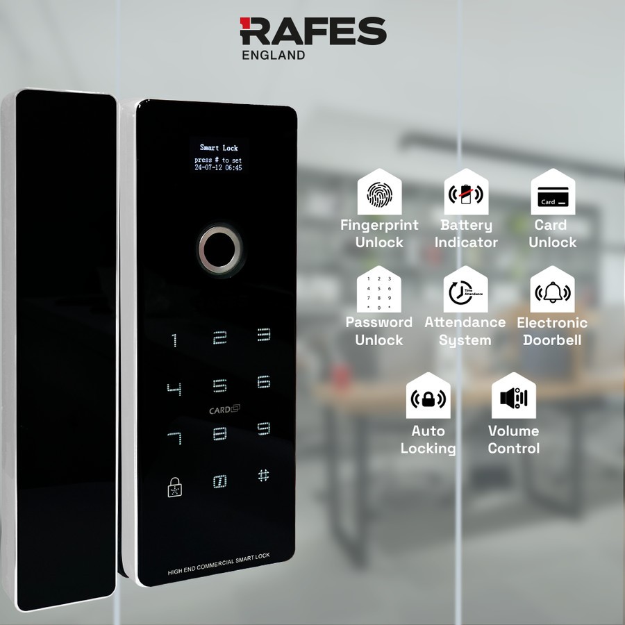 Jual RAFES England Smart Digital Access Lock Door Handle Mirror Glass ...