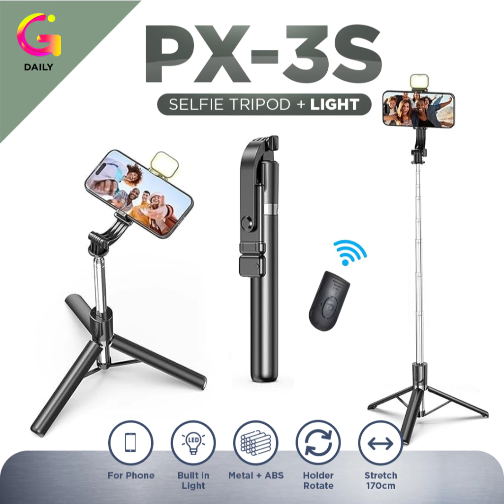 Jual Tripod PX-3S tinggi 170cm Wireless R1L Selfie Stick HP lengkap ...