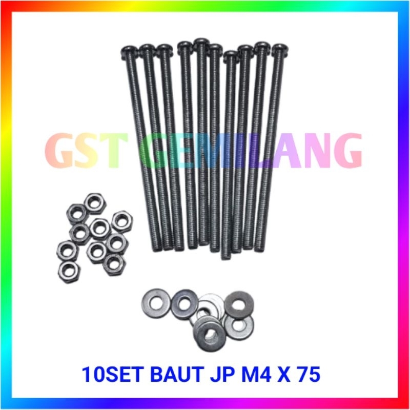 Jual 10 SET BAUT JP M4 X 75 M4X75 MUR RING | Shopee Indonesia
