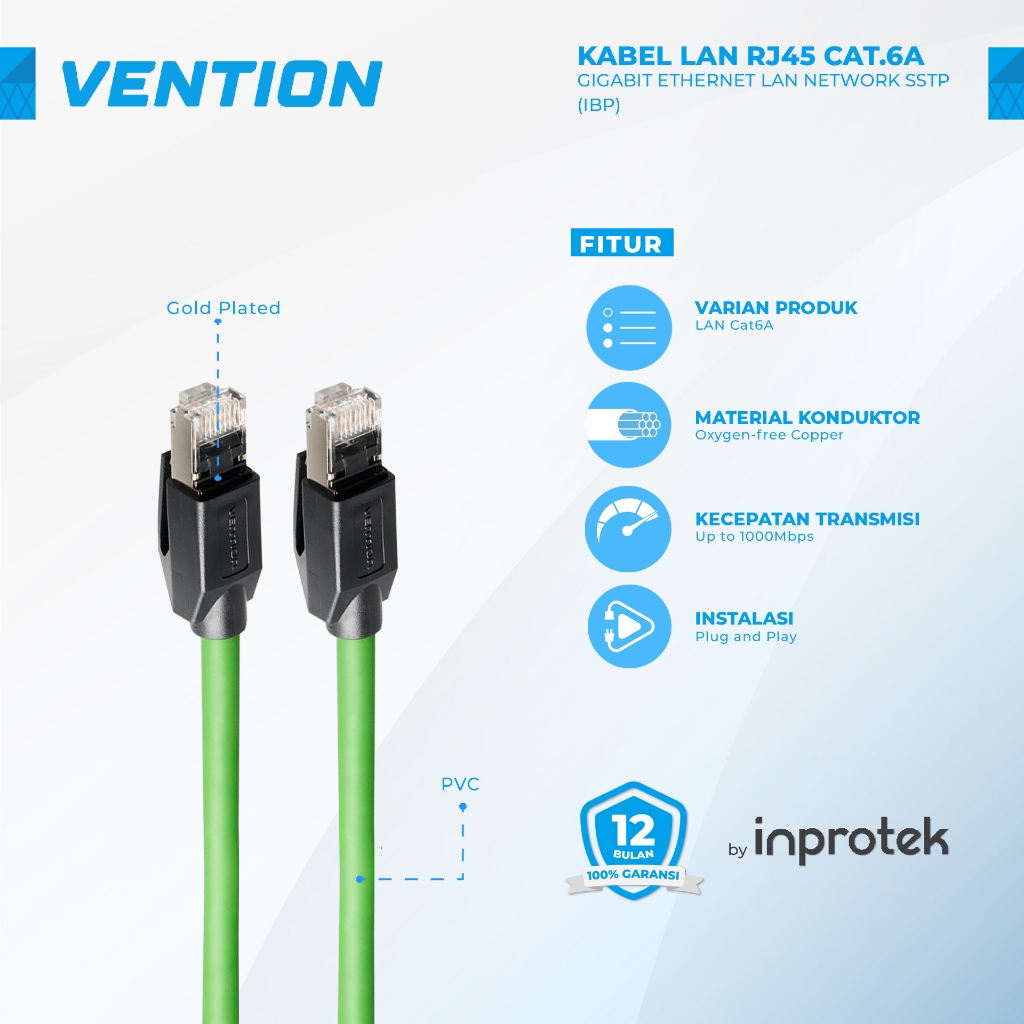Jual Vention Kabel LAN Gigabit Ethernet RJ45 Cat.6/6a SSTP S/FTP IBP ...