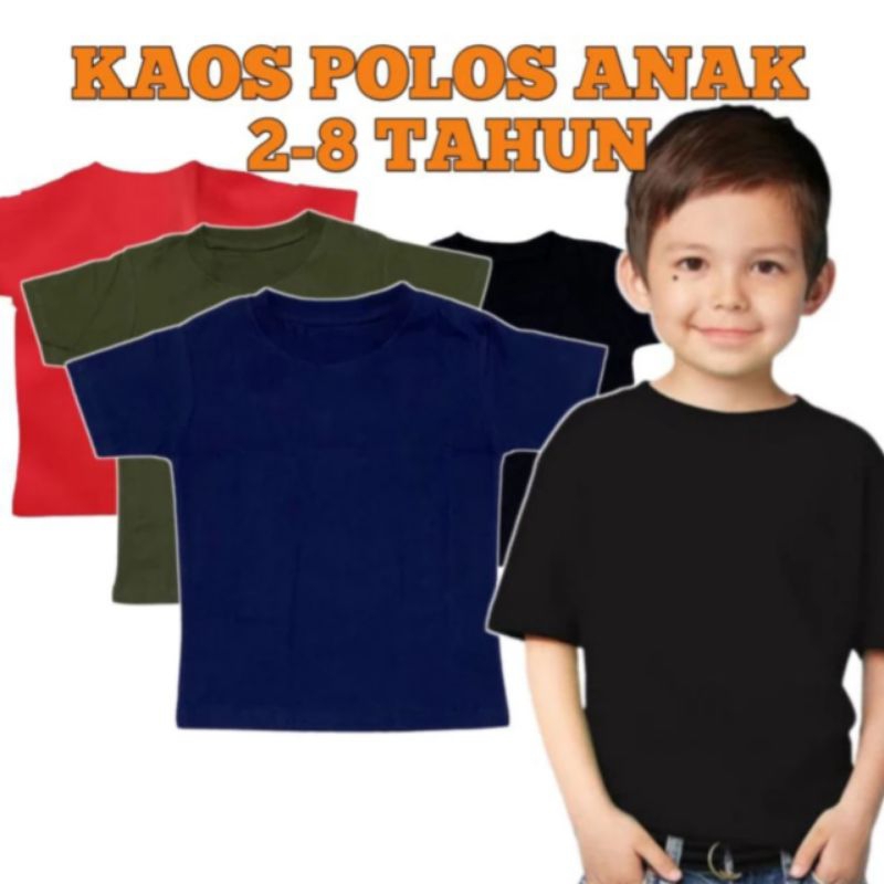 Jual KAOS POLOS ANAK USIA 2-8 TAHUN / KAOS ANAK SPANDEK | Shopee Indonesia
