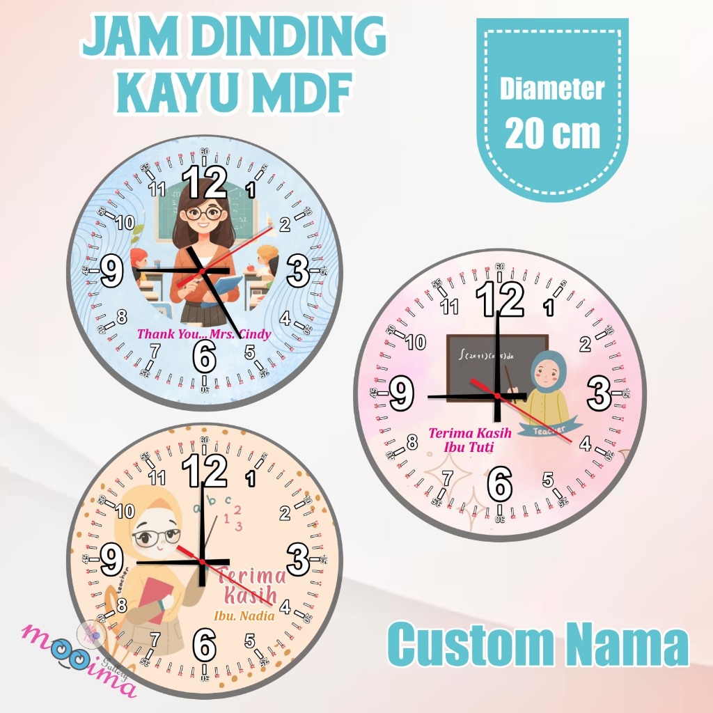 Jual Jam Dinding Kayu custom Nama / Jam kayu hari guru / Souvenir hari ...
