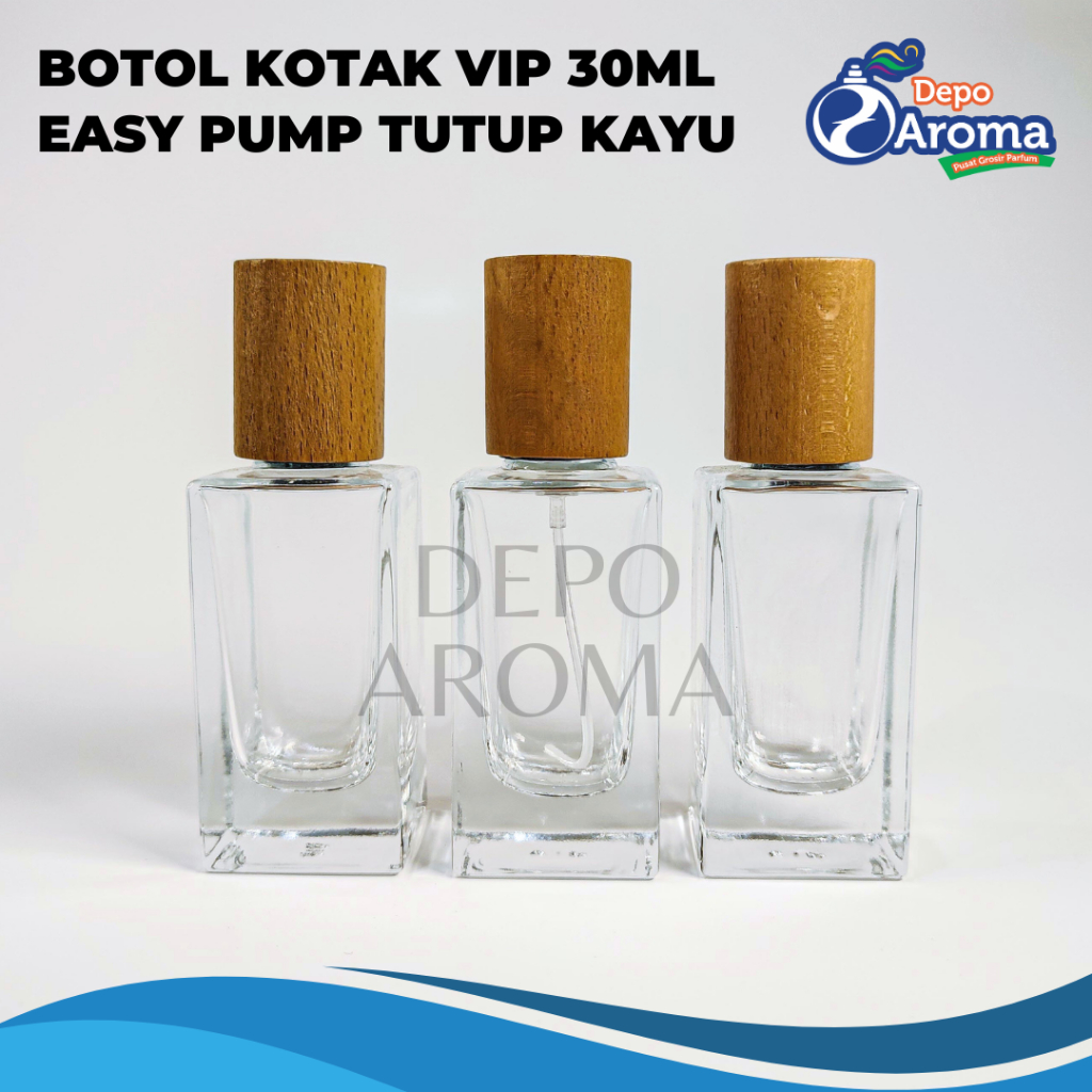 Jual [NEW ARRIVAL] Botol Parfum Kotak VIP Semi Press Tutup Kayu 30ML ...