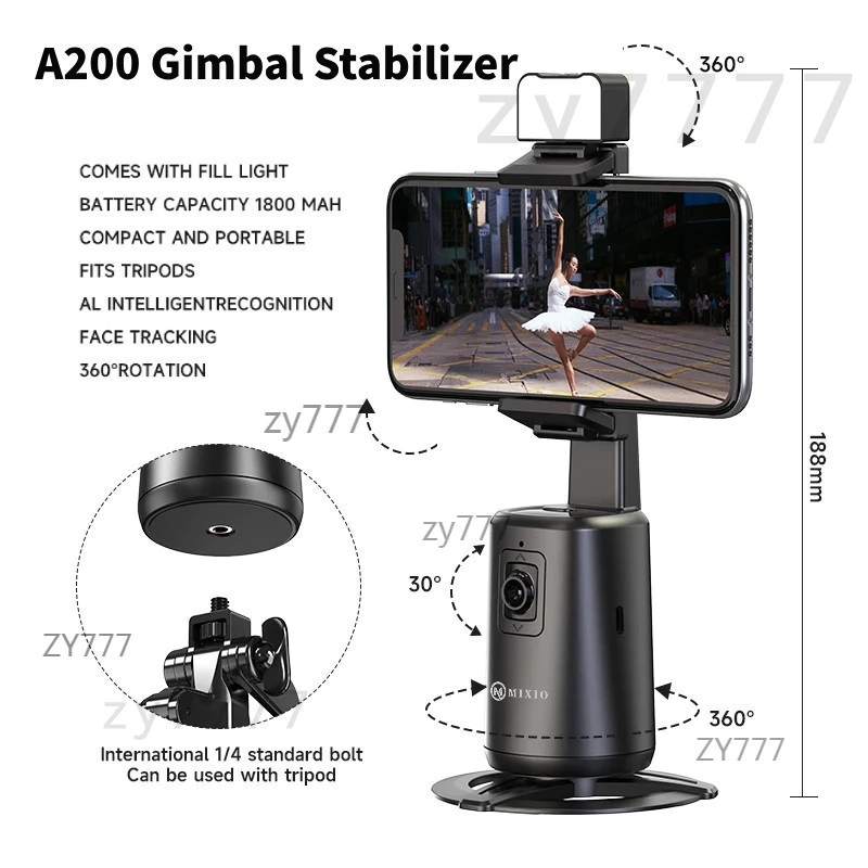Jual A200 Auto Face Tracking Gimbal Stabilizer Hp 360° Gimbal Stabilizer Bluetooth Selfie ...
