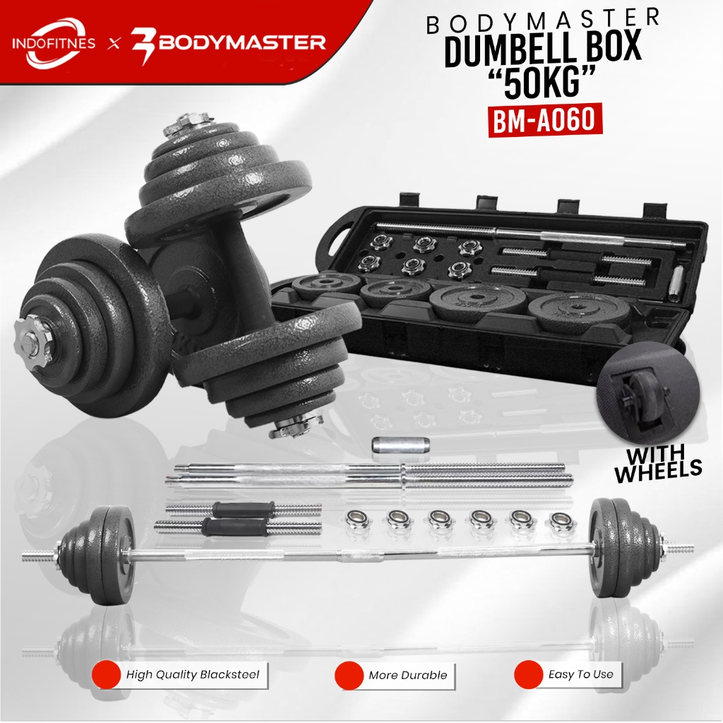 Jual BODYMASTER Dumbell Set Box 50kg A060 Barbel Koper 50 kg Dumbel ...