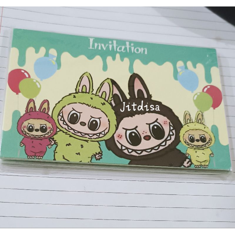Jual Kartu Undangan Ultah Motif Labubu Isi 10 Lembar + free Plastik ...