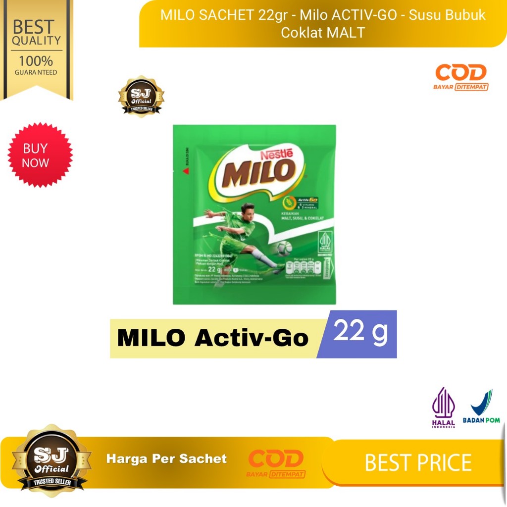 Jual MILO SACHET 22gr - Milo ACTIV-GO - Susu Bubuk Coklat MALT (Harga ...