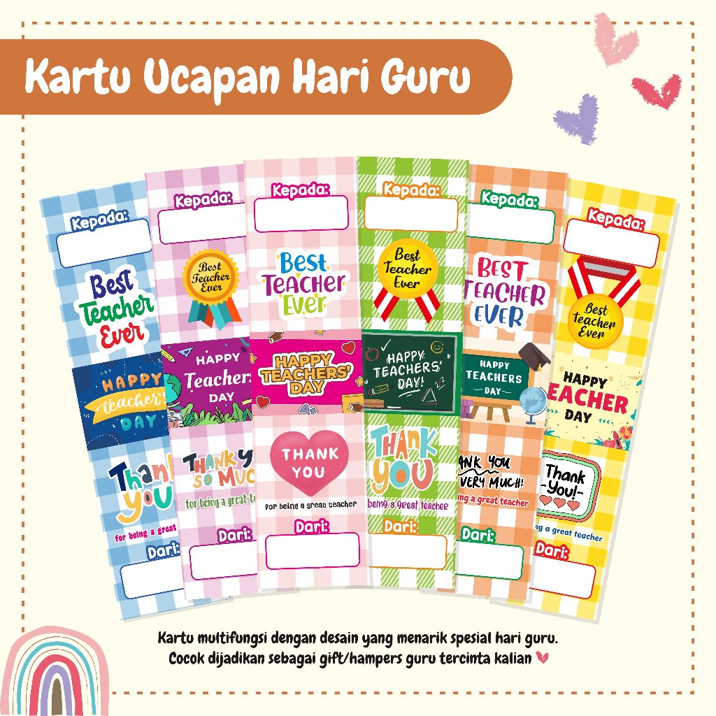 Jual Kartu ucapan hari guru kartu souvenir hari guru greeting card happy teachers day 1 pack ...