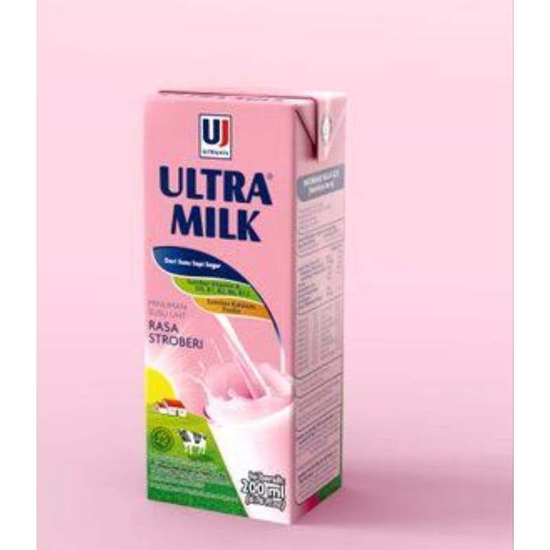 Jual Susu Ultra Milk Stroberi 200 ML x 24 Kotak / Dus | Shopee Indonesia
