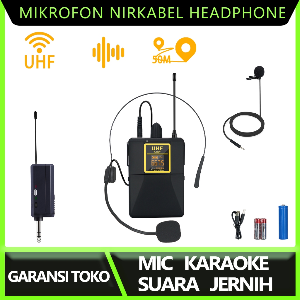 Jual Lavalier Lapel Wireless Headset Microphone Clip On tanpa kabel Bando Instruktur Senam Guru ...