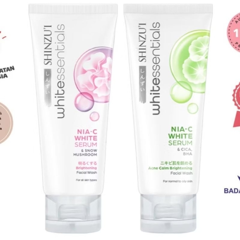 Jual Shinzui White Essentials Double Brightening Facial Wash 80ml + 20ml // Sabun Cuci Muka ...