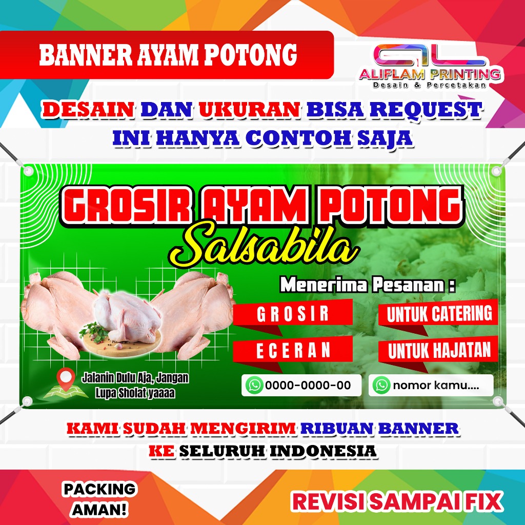 Jual CETAK BANNER SPANDUK GROSIR AYAM POTONG SALSABILA CUSTOM | GRATIS ...