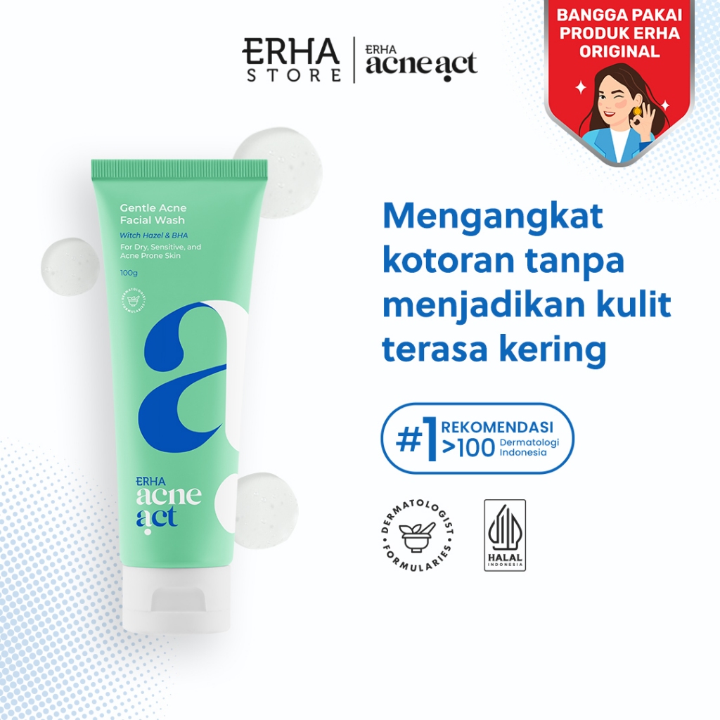 Jual ERHA Acneact Witch Hazel & BHA Gentle Facial Wash 100g - Sabun ...