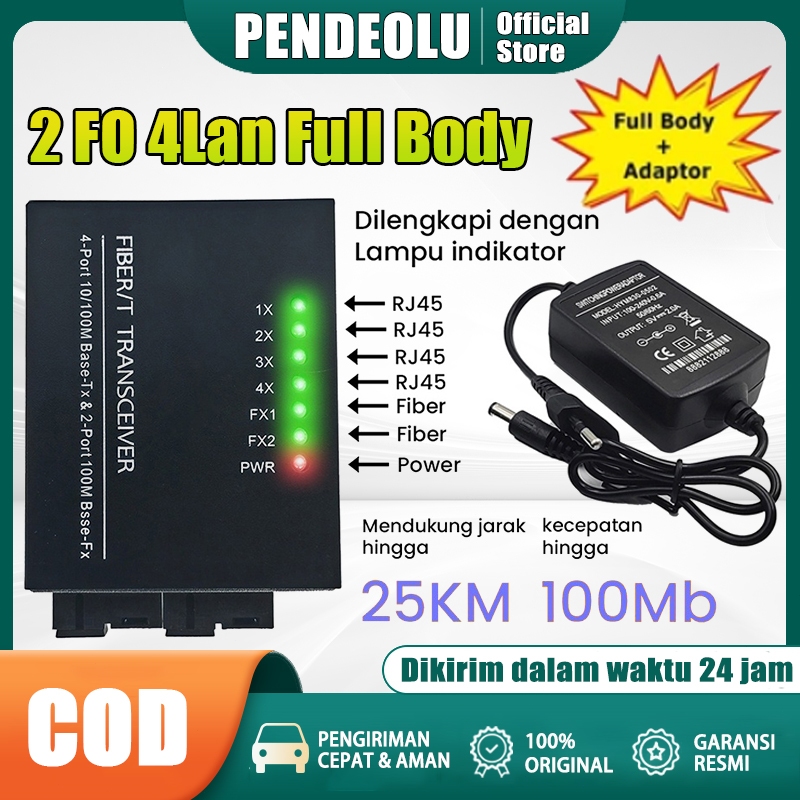 Jual Pendeolu Media Converter Fiber Optic 2 Port FO 4 Port LAN 10/100 Mpbs Ethernet Switch ...