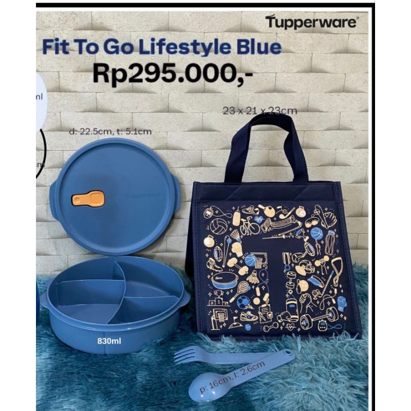 Jual Tupperware Fit to go 1set Bekal,sendok,bottel dan tas(3 warna ...