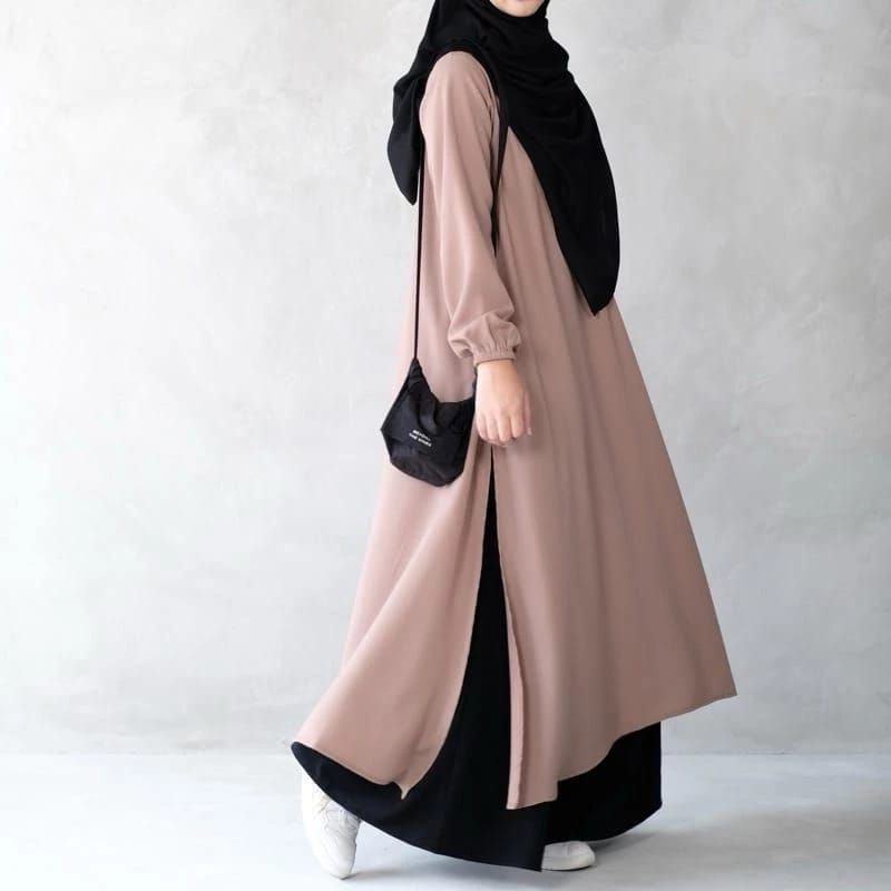 Jual Abaya Set Rok Terbaru Gamis Remaja Dewasa Busui Friendly Crinkle Airflow | Shopee Indonesia