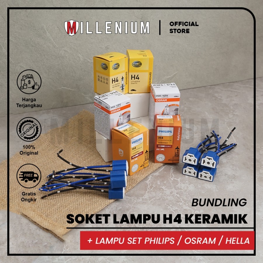 Jual Soket Sealbeam Lampu H4 Keramik dengan Bohlam Halogen H4 60/55w ...