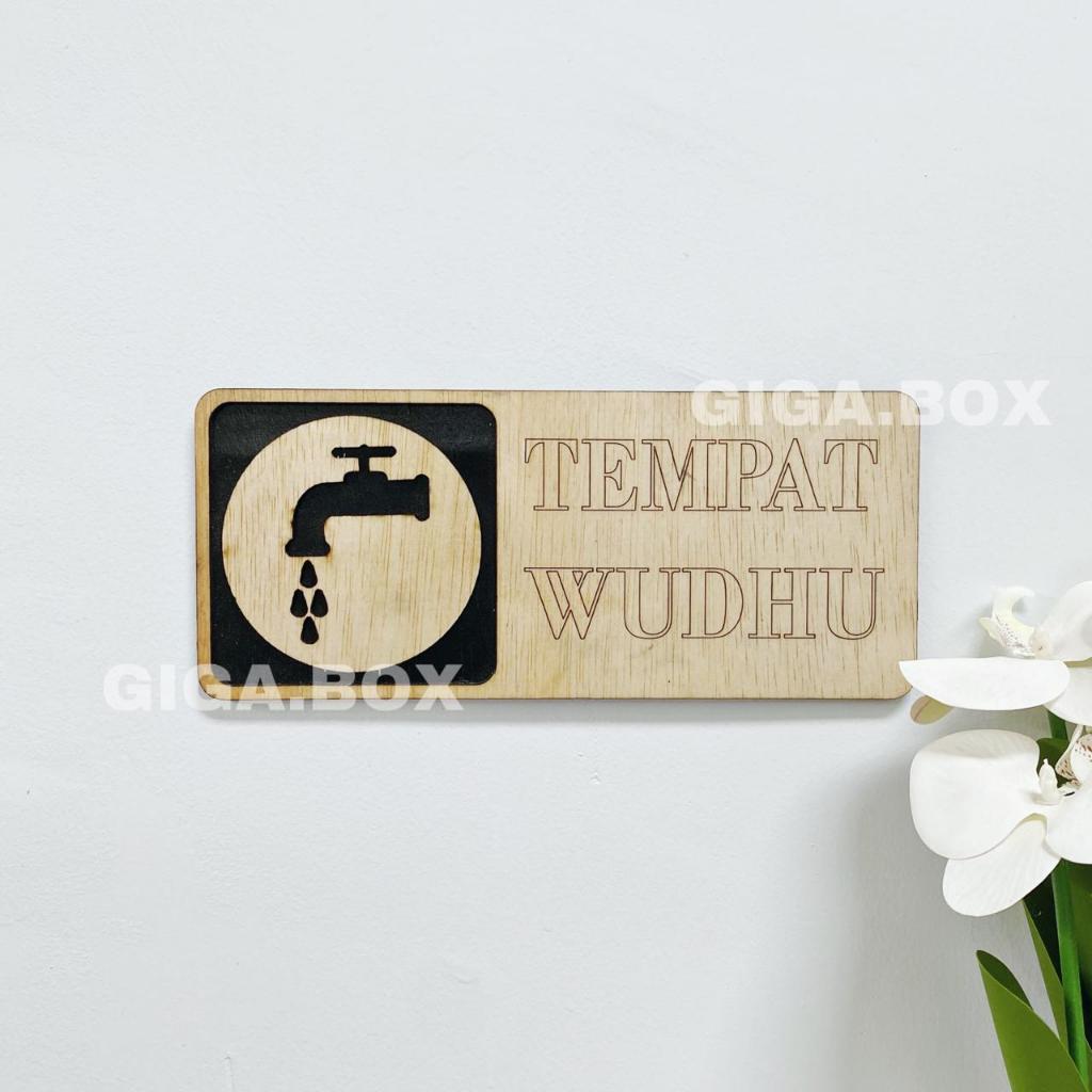 Jual Tempat Wudhu Sign Board Kayu Papan Tempel Dinding Petunjuk arah ...