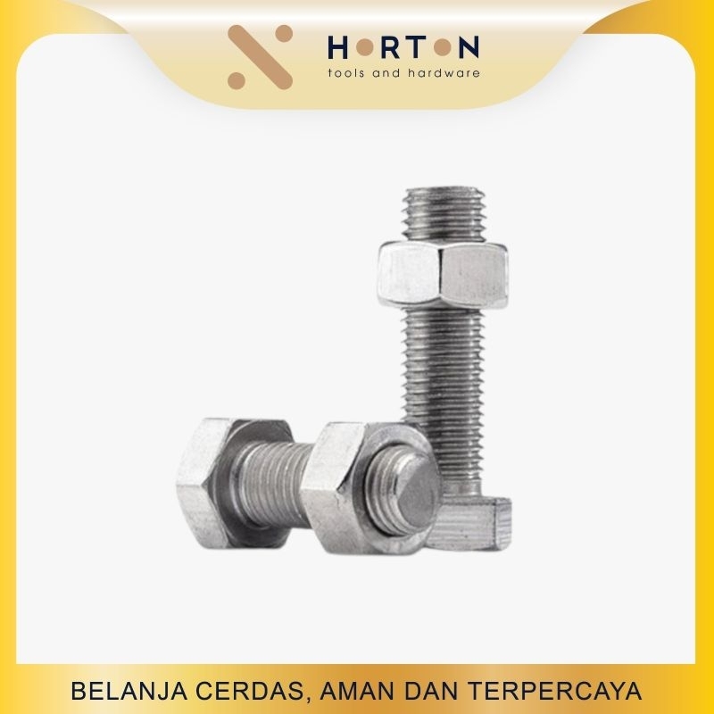 Jual Baut Mur Hex Bolt SS304 8 MM Stainless / Baut + Mur Kepala Hexagon ...