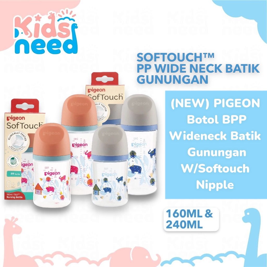 Jual (NEW) Pigeon Botol BPP Wide Neck Batik Gunungan w/SofTouch Nipple 160ml 240ml Ori Pigeon ...