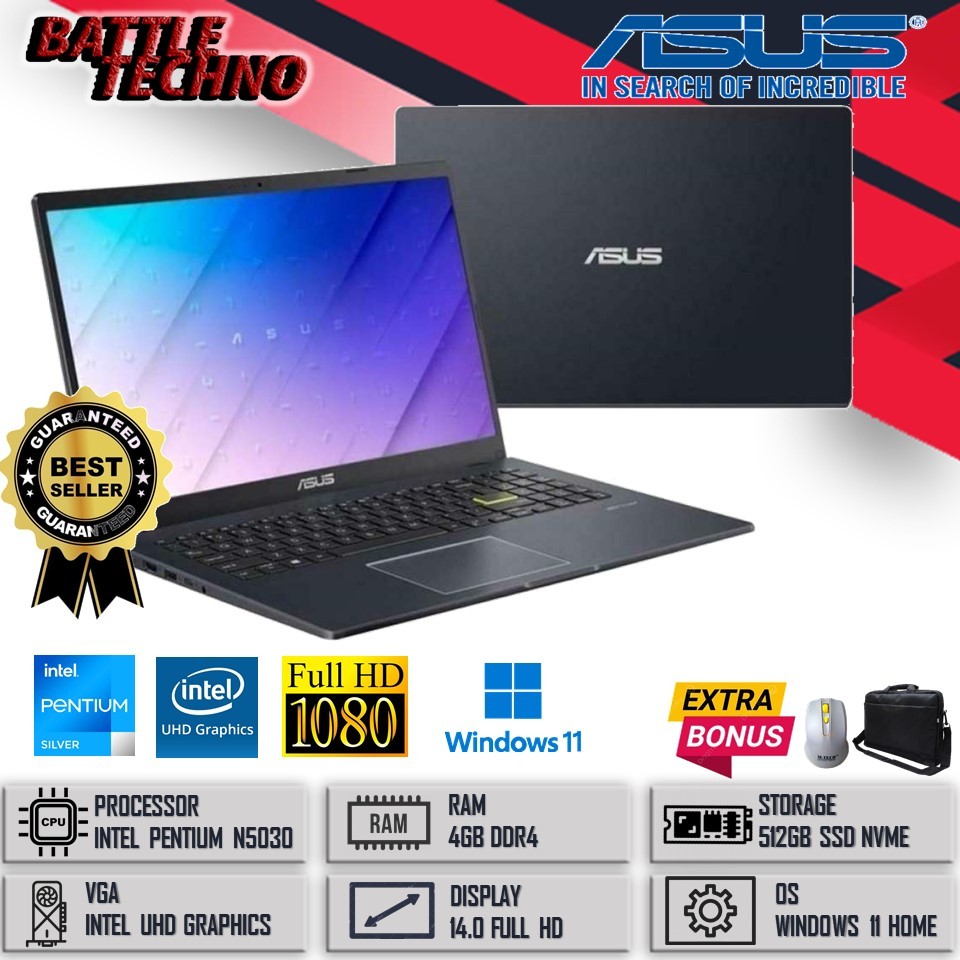 Jual Laptop Slim Asus Vivobook 14 L410MA Intel N5030 4GB 512GB SSD FHD ...