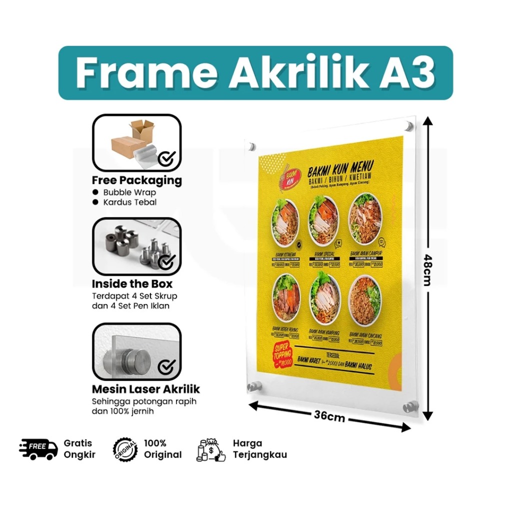 Jual Akrilik Poster A3 A4 Frame Bingkai Display Perlengkapan Ads Wall Advertising Promo Promosi ...