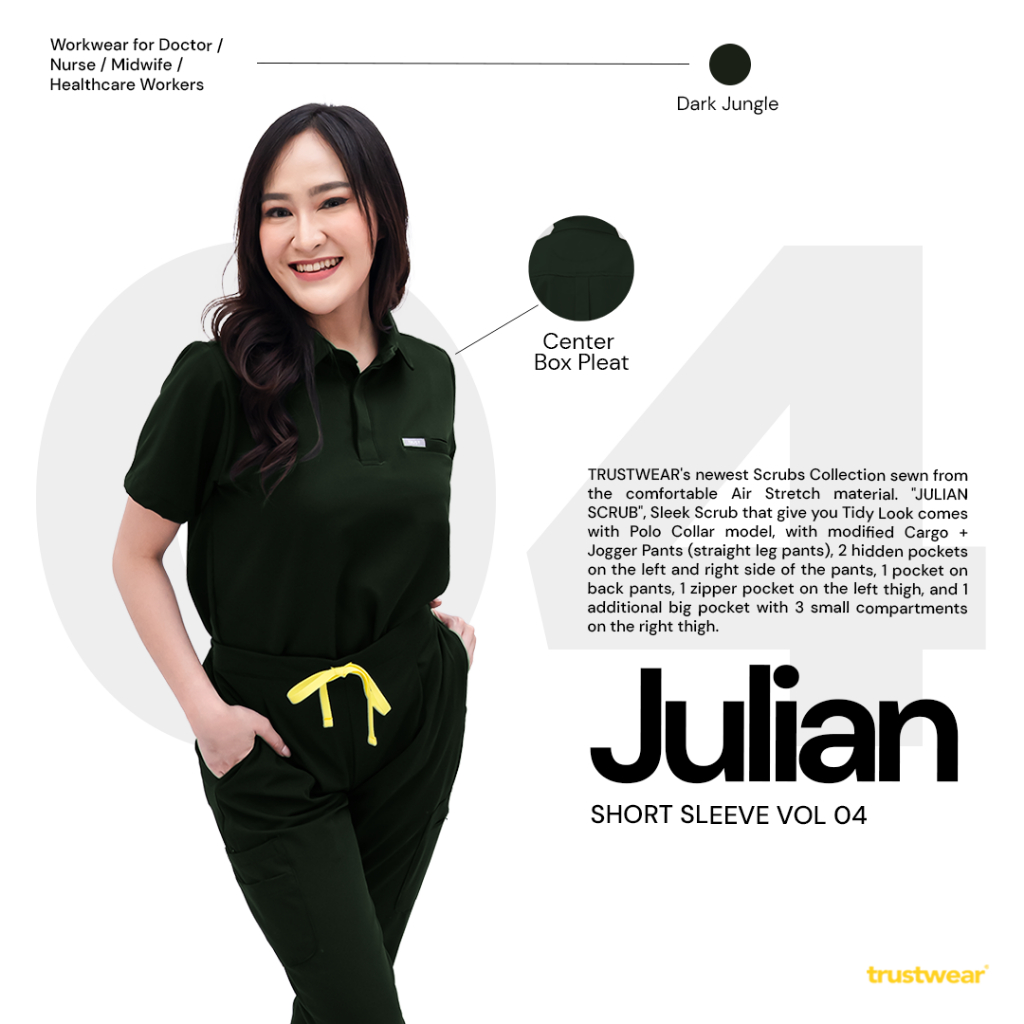 Jual [Scrubs Julian New Model] Doctor's Scrub/Set Baju Celana Jaga OKA OK Perawat/Dokter Lengan ...