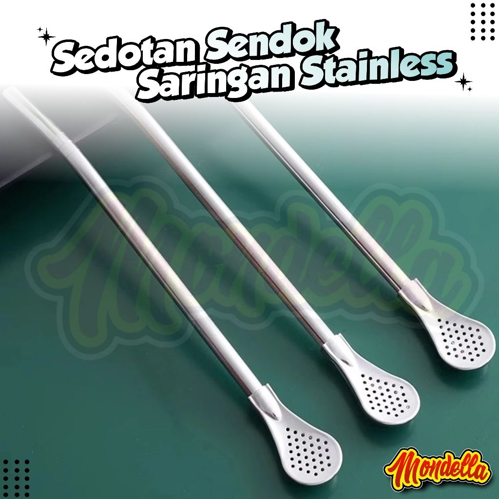 Jual Sedotan Sendok Saringan Stainless Steel Unik Multifungsi 2in1 Food ...