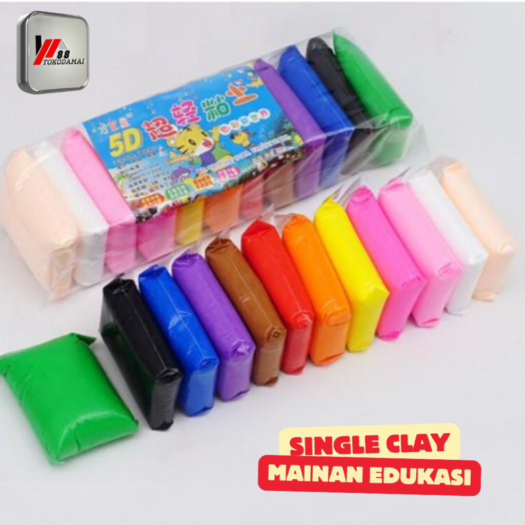 Jual Mainan Anak - Clay Polymer Super 8D 1 Pack isi 12 Warna Mainan ...