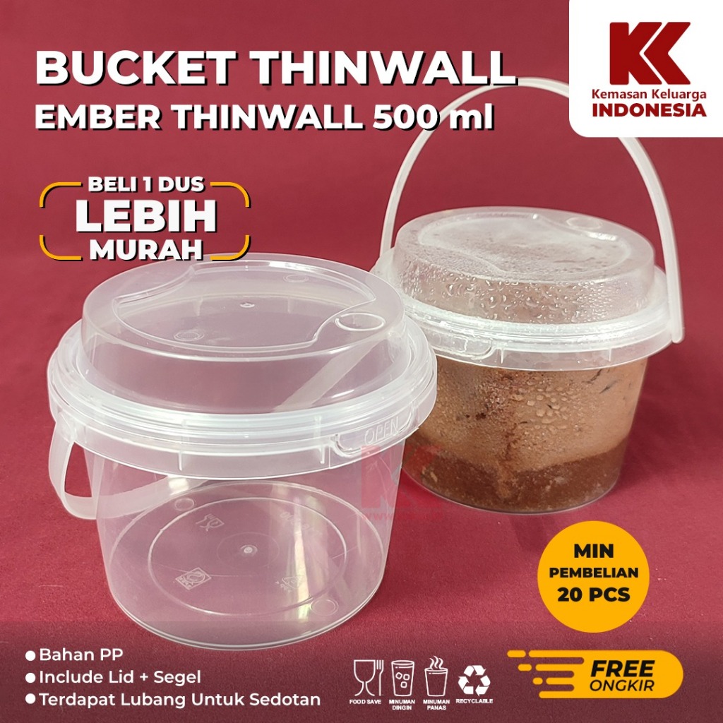 Jual BUCKET THINWALL DESSERT 500 ML / EMBER DESSERT CUP / EMBER THINWALL @20PCS | Shopee Indonesia