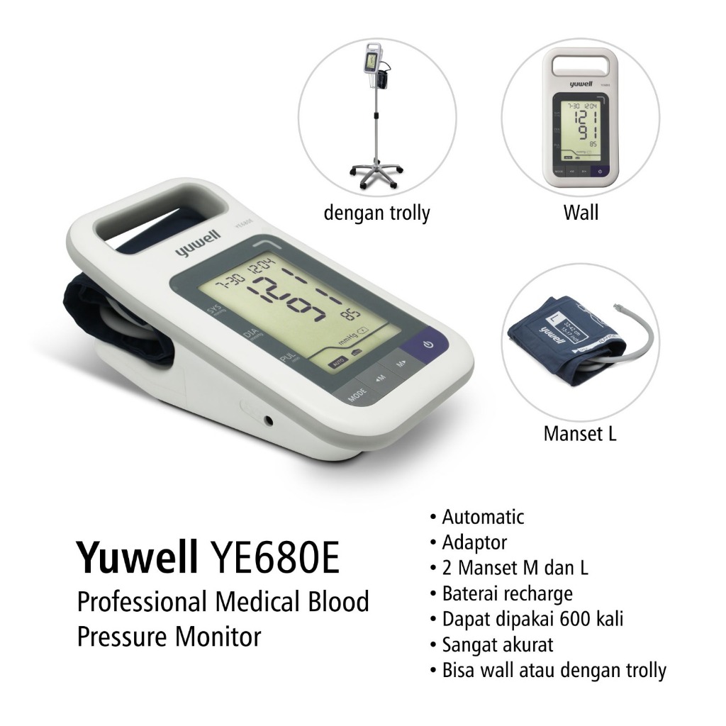 Jual Yuwell Tensimeter Digital YE680E Plus Trolly | Shopee Indonesia
