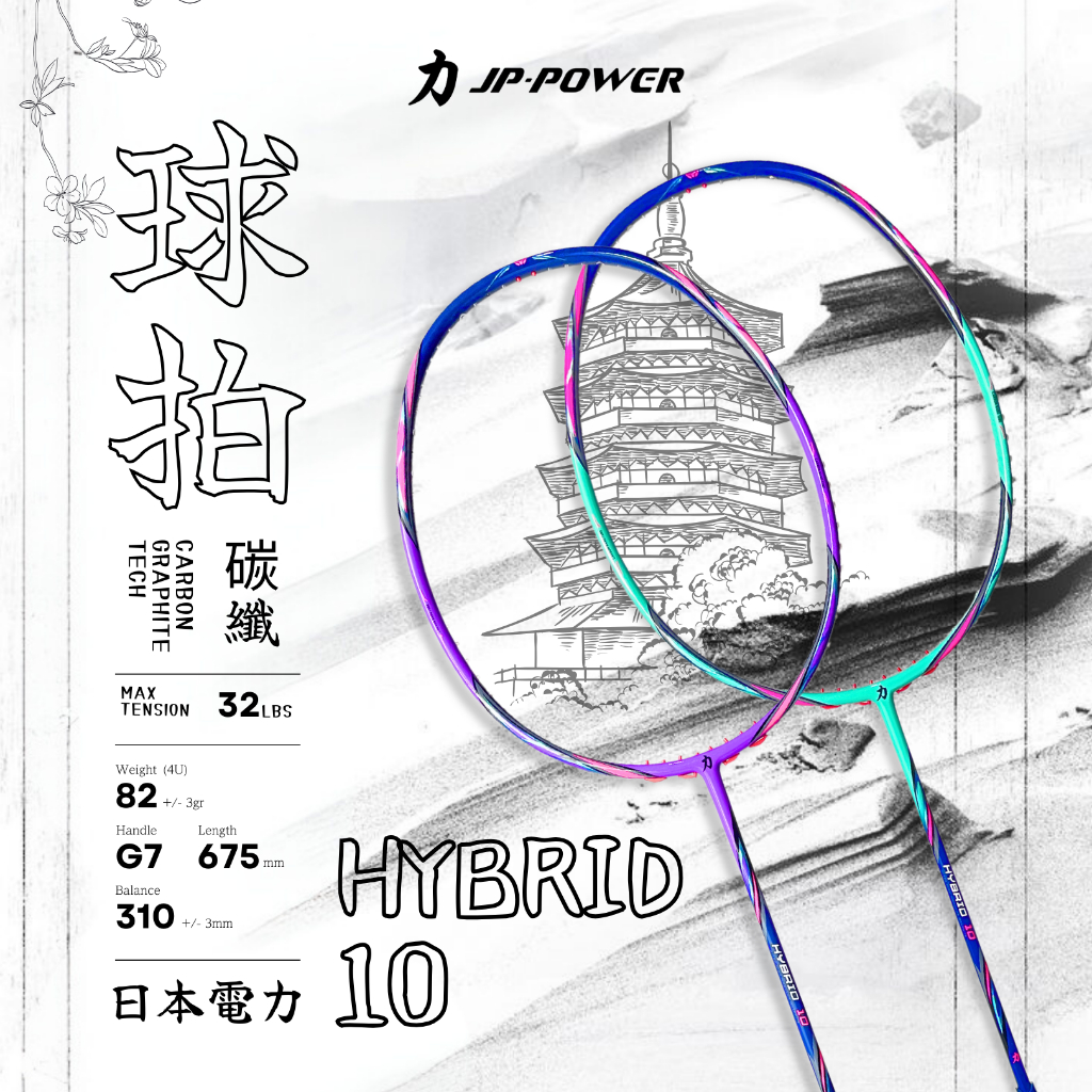 Jual JP POWER Raket Badminton Hybrid 10 Orignal 4U Ultra High Modulus ...