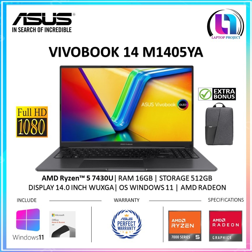 Jual ASUS Vivobook 14 M1405YA Ryzen 5-7430U 16GB 512GB 14" WUXGA Radeon ...