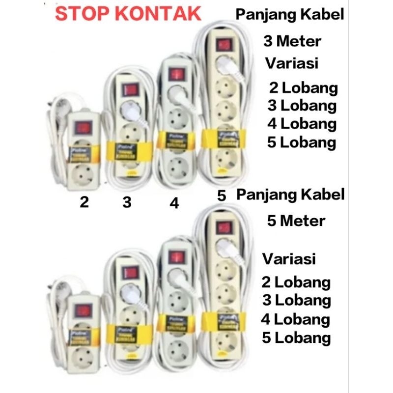 Jual Stopkontak + Kabel + Saklar Panjang Kabel 5 Meter Dan 3 Meter Cok ...