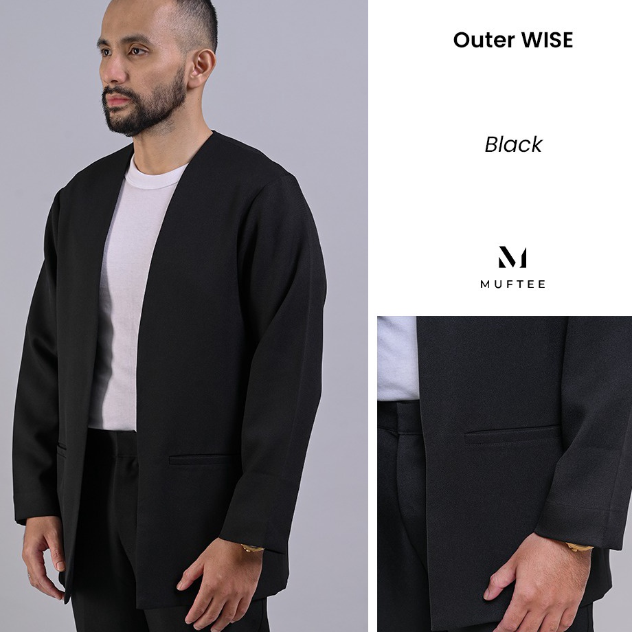 Jual Muftee Outer Wise Warna Black Dark Grey | Shopee Indonesia