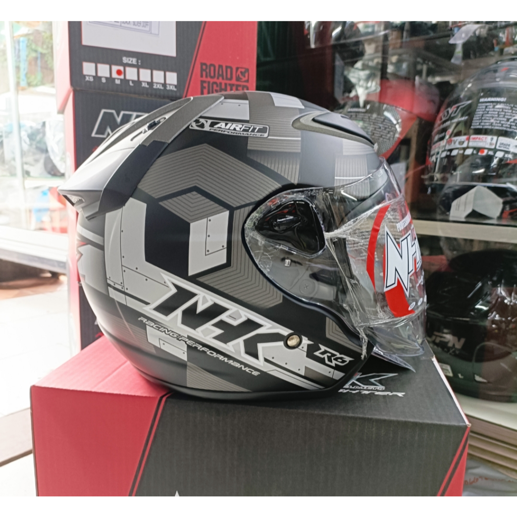Jual HELM NHK R6 CUBE BLACK SILVER DOFF NHK R-6 MOTIF CUBE ORIGINAL SNI ...