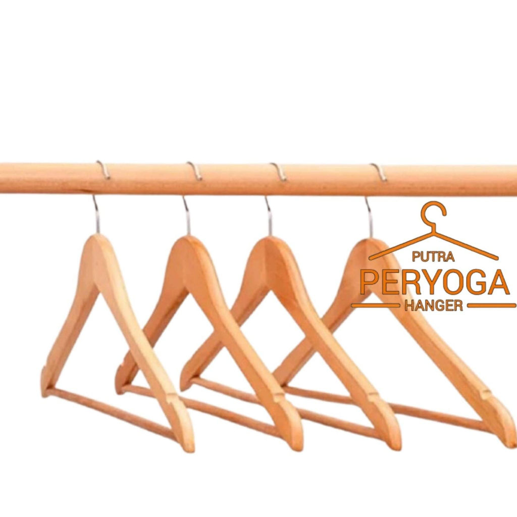 Jual HANGER KAYU NATURAL PLUS PALANG/GANTUNGAN BAJU PLUS PALANG NATURAL ...