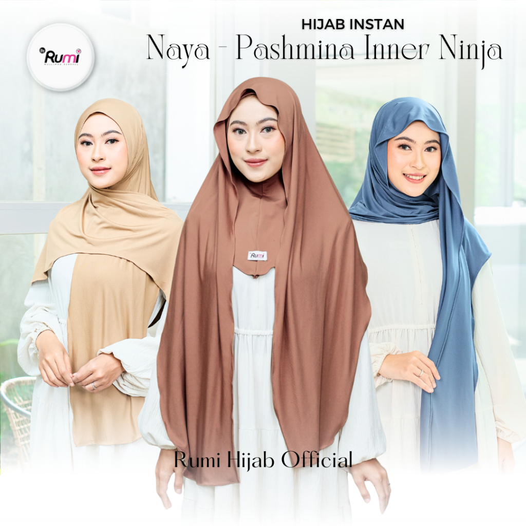 Jual RUMI NAYA Jilbab Pashmina Oval Inner Ninja Jersey Kuping Hijab ...
