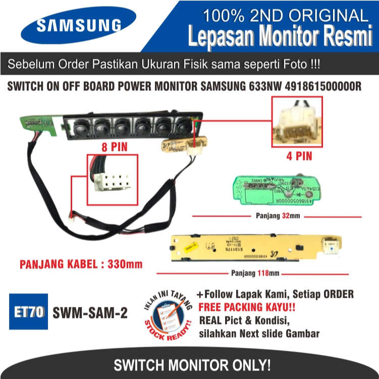 Jual ET70 SWM-SAM-2 SWITCH ON OFF BOARD POWER MONITOR SAMSUNG 633NW ...